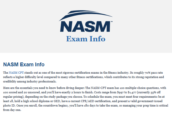 NASM Exam Info - FitnessTrainer Blog